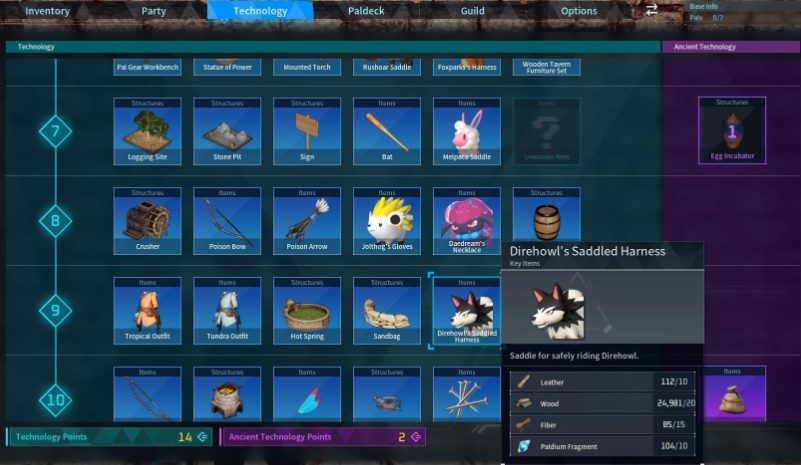 Palworld | Direhowl's Saddled Harness - How To Get - GameWith