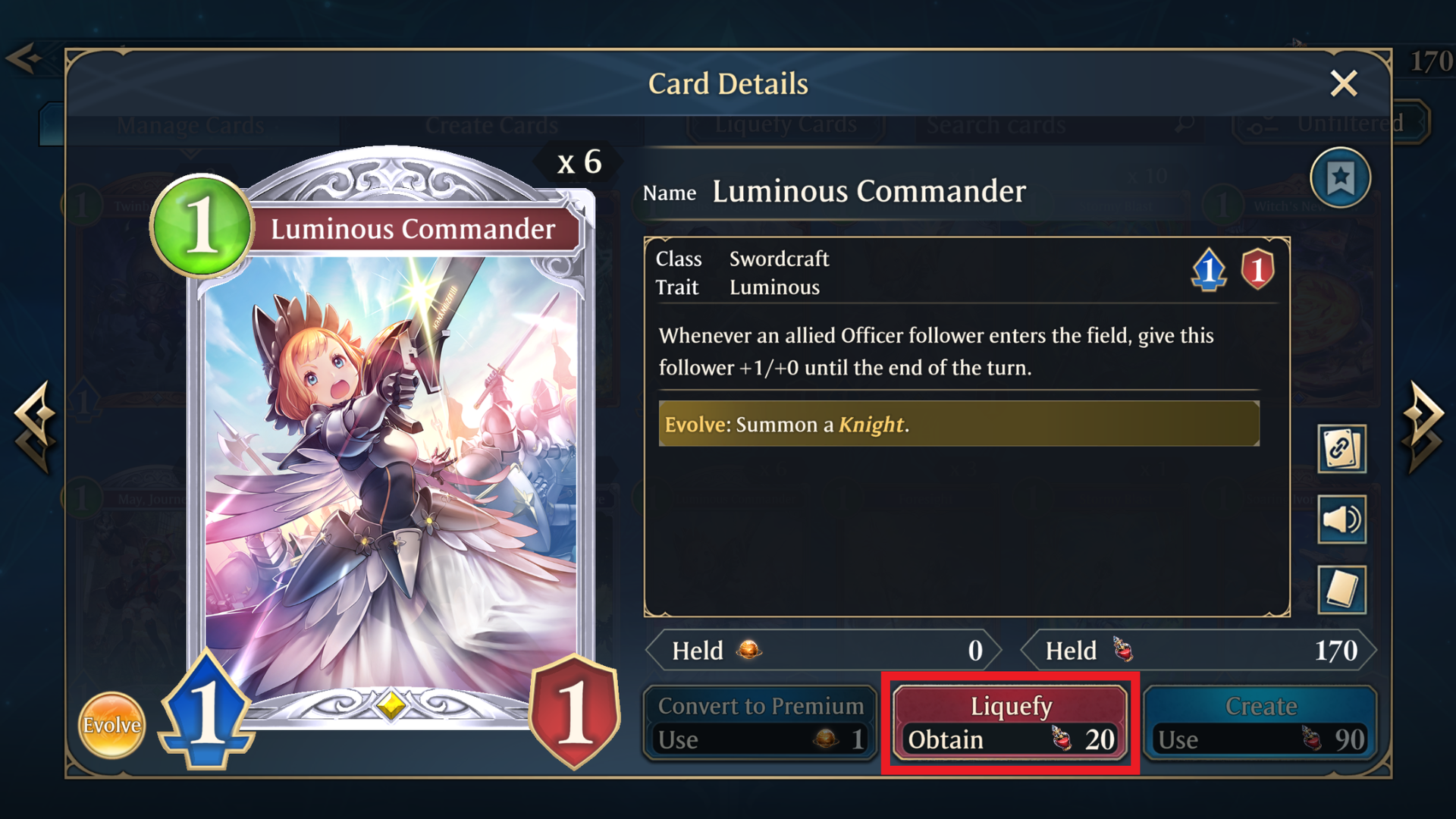 Shadowverse: Worlds Beyond | How to Liquefy Cards (And How Many Vials ...